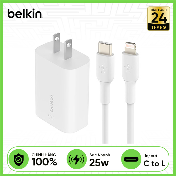 Combo Củ Cáp Sạc BELKIN Lightning 25W | Bộ sạc nhanh Belkin giá rẻ | Uy ...